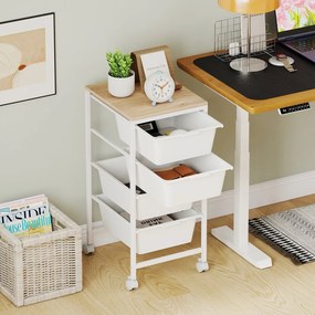 Costway Pojízdný zásuvkový vozík s 4 zásuvkami z plastu – 37 × 32,5 × 71 cm