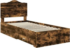 Rám postele s čelo Kouřový dub 100 x 200 cm Kompozitní dřevo 3413643