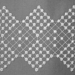 Rand voálová záclona 8634-2B vyšívané kosočtverce v pruzích, s bordurou, bílá, výška 175cm (v metráži)