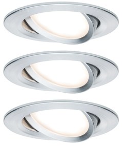 Paulmann 93487 LED Coin Nova round, set kulatých bodovek v úpravě kartáčovaný hliník, 3x6,5W LED 2700K tříkrokové stmívání, prům.8,4cm