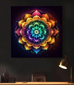 Obraz na plátně - Zářící kosmická mandala FeelHappy.cz Velikost obrazu: 120 x 120 cm