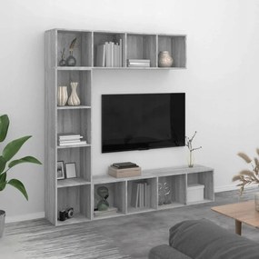 Fionshop 263031520 3dílná sada knihoven Tv skříněk šedá sonoma 180 x 30