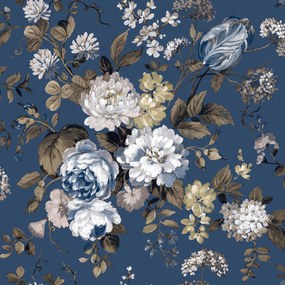 Modrá vliesová květinová tapeta na zeď, 84023, Blooming Garden, Cristiana Masi by Parato