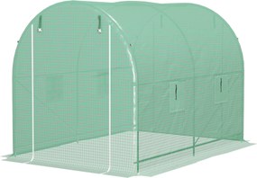 Tunelová skleník Outsunny zahradní se zastavěnou plochou 6 m² 3L x 2Š x 2,10V m, zesílený trubkový rám, dvojitě zipová vrata, 4 okna s rolovacími fun…