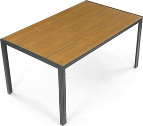 Stůl zahradní, deska polywood v dekoru dubu, šedá kovová konstrukce (150 x 89,5) cm