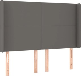 Box spring postel s matrací a LED šedá 140x200 cm umělá kůže 3139269