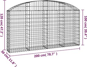 Klenutý gabionový koš 200 x 30 x 100/120 cm pozinkované železo 153465