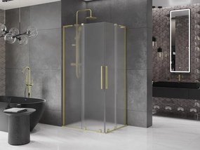 Mexen Velar L Duo, sprchový kout s posuvnými dveřmi 90 x 80 cm, 8mm sklo námraza, zlatá matná, 871-090-080-02-33-55