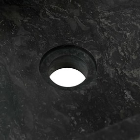 Koupelnová skříňka s umyvadlem - masivní teak - obdélníkové | hlazený černý mramor