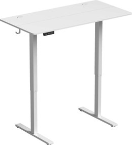 HOMCOM Elektrický stojací-sedadlový stůl 120 x 60 cm, 3 paměťové výšky, dětská pojistka a protinárazová funkce, pro práci, bílá