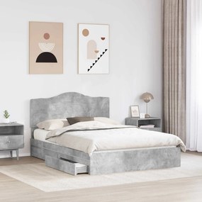 Postel s úložným prostorem s čelo Betonově šedá 150 x 200 cm 3413495