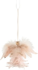 Závěsná ozdoba andílek z růžových peříček - 17*8*12 cm