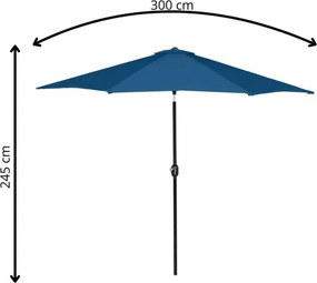 Zahradní slunečník 290 cm SPRINGOS GU0035 modrý