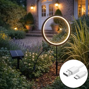 Bodové světlo černé 50 cm vč. dobíjecí a solární LED IP65 - Adalind