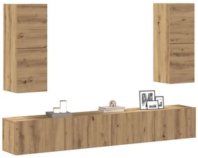 Sada 4 kusů nástěnné TV skříňka dub artisan kompozitní dřevo 3329018