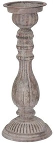 Šedý antik kovový svícen ArtFerro na širokou svíčku - Ø 12,5*33cm