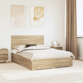 Rám postele s čelo Sonoma dub 140 x 190 cm Kompozitní dřevo 3412785
