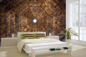 DIMEX | Samolepicí vliesová fototapeta na zeď Mozaikový strop florentské křtitelnice MA-5-0901 | 375 x 250 cm | vícebarevná, měděná, hnědá