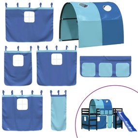 Dětská patrová postel s tunelem modrá 80x200 cm masiv borovice - Default Title