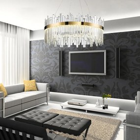 Toolight Toolight, LED křišťálové stropní svítidlo 60cm, APP1515-CP60, zlatá matná, OSW-03263