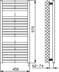 Aqualine TONDI-E 450 x 970 mm DE450T elektrické otopné těleso bílé