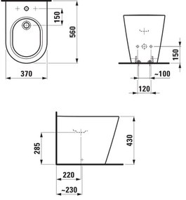 Laufen Kartell Bidet stojící, černá lesklá H8323310203021