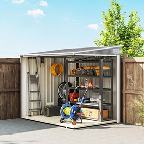 Outsunny Kovový sklad nářadí 2,81 m² 154x206,5x181 cm Nářaďový přístřešek se skloněnou střechou, základna 845-983V00LG
