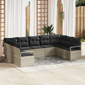 Set pohovek 9 ks Světle šedá polyratan 3346542