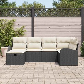 Set pohovek 6 ks Černá a krémová polyratan 3359076