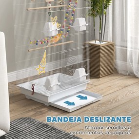 PawHut voliérová klec pro ptáky s více dveřmi, 4 krmítka, 3 bidla, houpačka, žebříky a vyjímatelný podnos pro papoušky, kanárky, andulky 46x36x100 cm…
