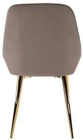 Jídelní židle LUXURY - látka Velvet, zlatý chrom / šedohnědá Taupe