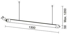 Indeluz 940D-L3640B-01 závěsné LED svítidlo Crous, bílé, 37W, 5700 K, 115°, 130cm, IP66