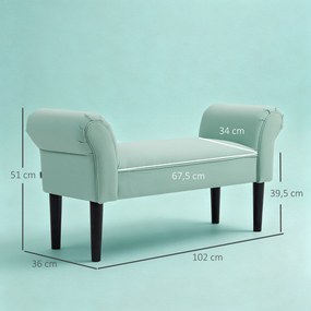 HOMCOM Lavička na postel, čalouněná lavička, sedací lavička, chodbičková lavička do ložnice, nosnost až 130 kg, plachtovina, zelená, 102 x 36 x 51 cm