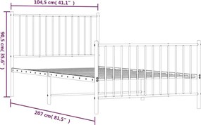 vidaXL Kovový rám postele s hlavovým a nožním čelem 100 x 200 cm [350877] Barva: Černá