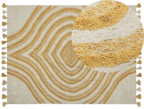 Bavlněný koberec 160 x 230 cm béžový/ žlutý BINGOL Beliani