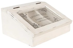 Bílá krabička na čaj se skleněným víkem Ceylon – 18x16x9 cm