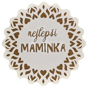 AMADEA Dřevěný podtácek kulatý text "nejlepší maminka", průměr 10,5 cm, český výrobek