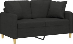 2místná pohovka s polštáři černá 120 cm textil 3200905