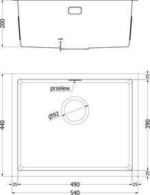 Mexen Trixo, 1-komorový nerezový dřez 540 x 440 mm, broušená ocel, vzor voština, 6414541000-01HC