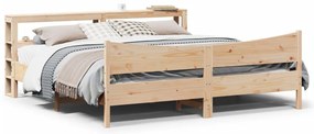 Rám postele s čelem 200 x 200 cm masivní borové dřevo 3306291
