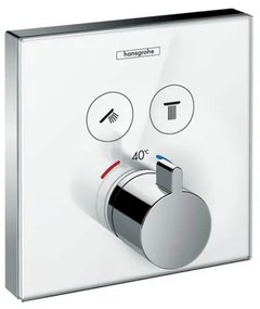 Hansgrohe Shower Select Glass - Termostatická baterie pod omítku pro 2 spotřebiče, bílá/chrom 15738400