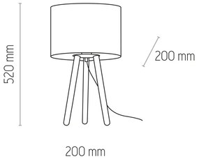 TK LIGHTING Stolní lampa - TOKYO 5296, Ø 20 cm, 230V/15W/1xE27, tmavě šedá/borovice