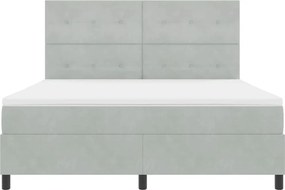 Postel s boxspringem s čelo Světle šedá 180 x 200 cm samet 3339848