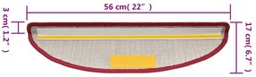 vidaXL Marketos Schodové rohože 15 ks 56 x 17 x 3 cm červené půlkulaté