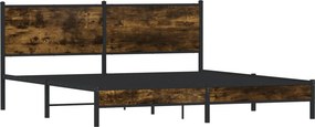 Kovový rám postele bez matrace kouřový dub 183 x 213 cm 3301378