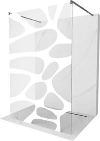 Mexen Kioto, sprchová zástěna Walk-In 100 x 200 cm, 8mm čiré sklo bílý vzor, ​​grafitový profil, 800-100-002-95-97