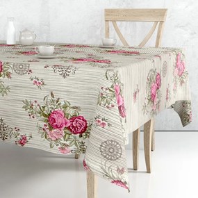 Ubrus PVC DC-6575D – Růžová zahrada v krajce (různé velikosti)
