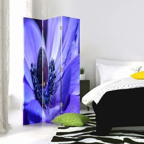Ozdobný paraván Příroda Květina Fialová - 110x170 cm, třídílný, obustranný paraván 360°