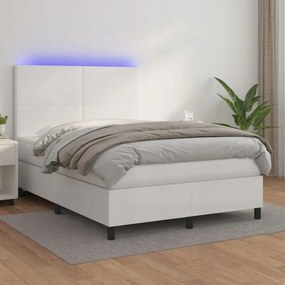 Fionshop 264254688 Box spring postel s matrací a Led bílá 140x190 cm uměl