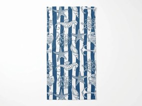 Rychleschnoucí plážová osuška NAUVIA modro-bílá 70 x 140 cm, 100% mikrovlákno